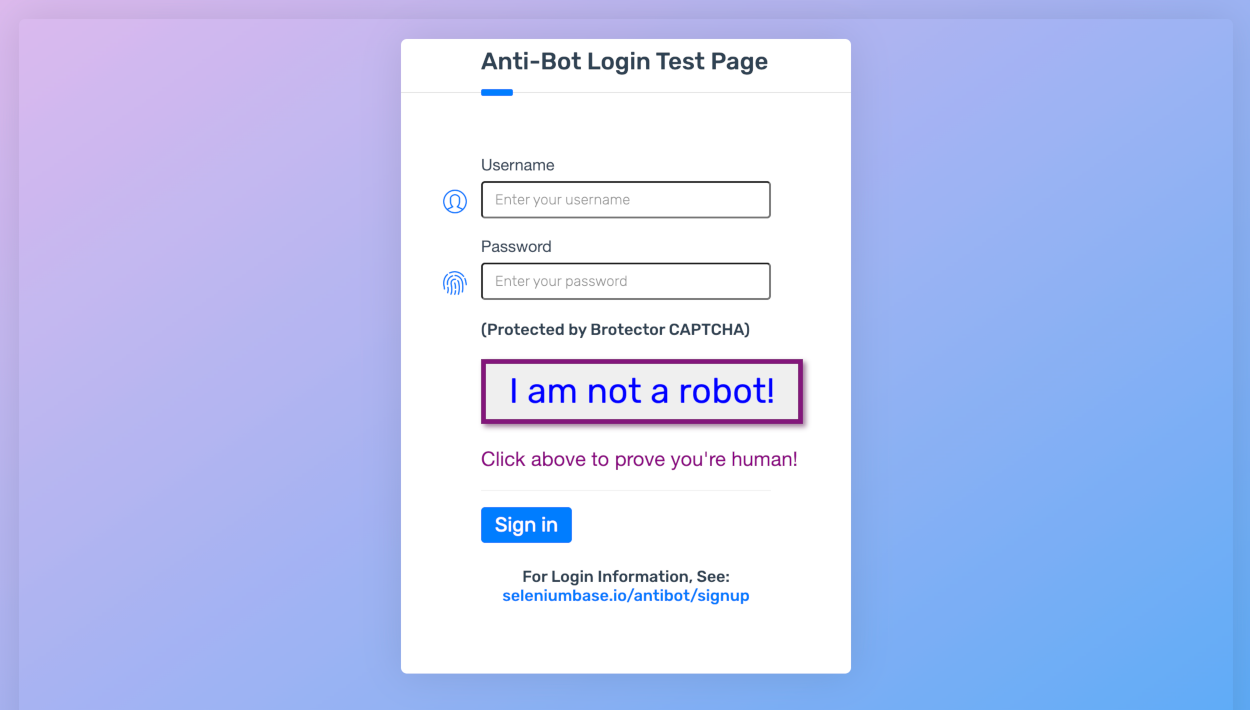 Login / Anti-Bot Test Page